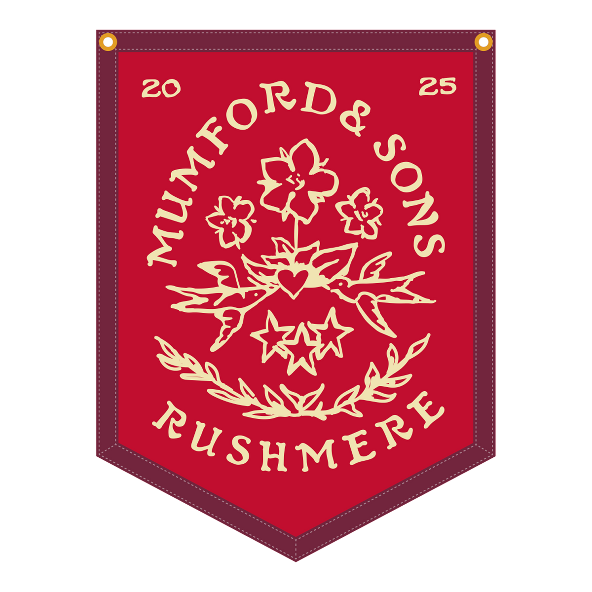Red RUSHMERE Stamp Print Oxford Pennant - Mumford & Sons